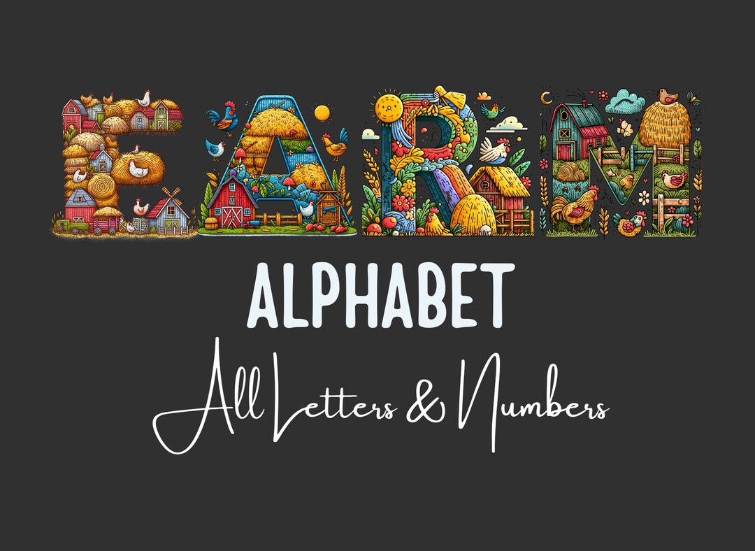 Farm Cottagecore Doodle Alphabet Letters Bundle, Cottagecore PNG ...