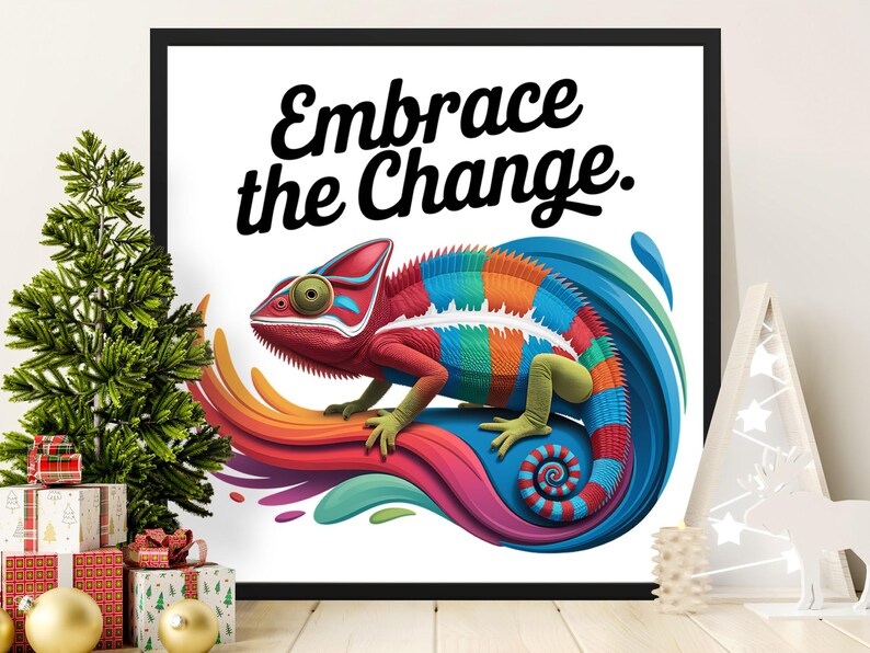 Embrace Change PNG, Chameleon Png, Colorful Lizard, Digital Download ...