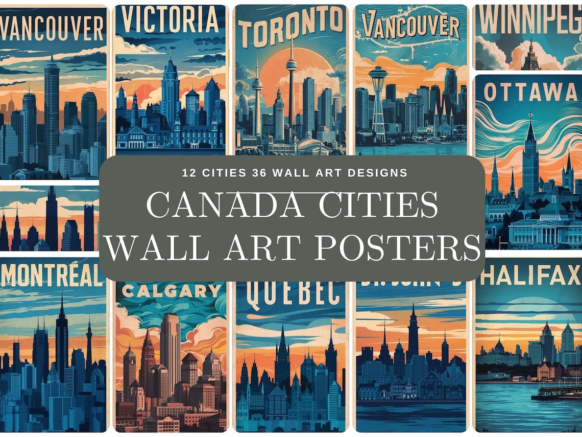 Canada City Posters Bundle - Toronto, Vancouver, Montreal, Calgary ...