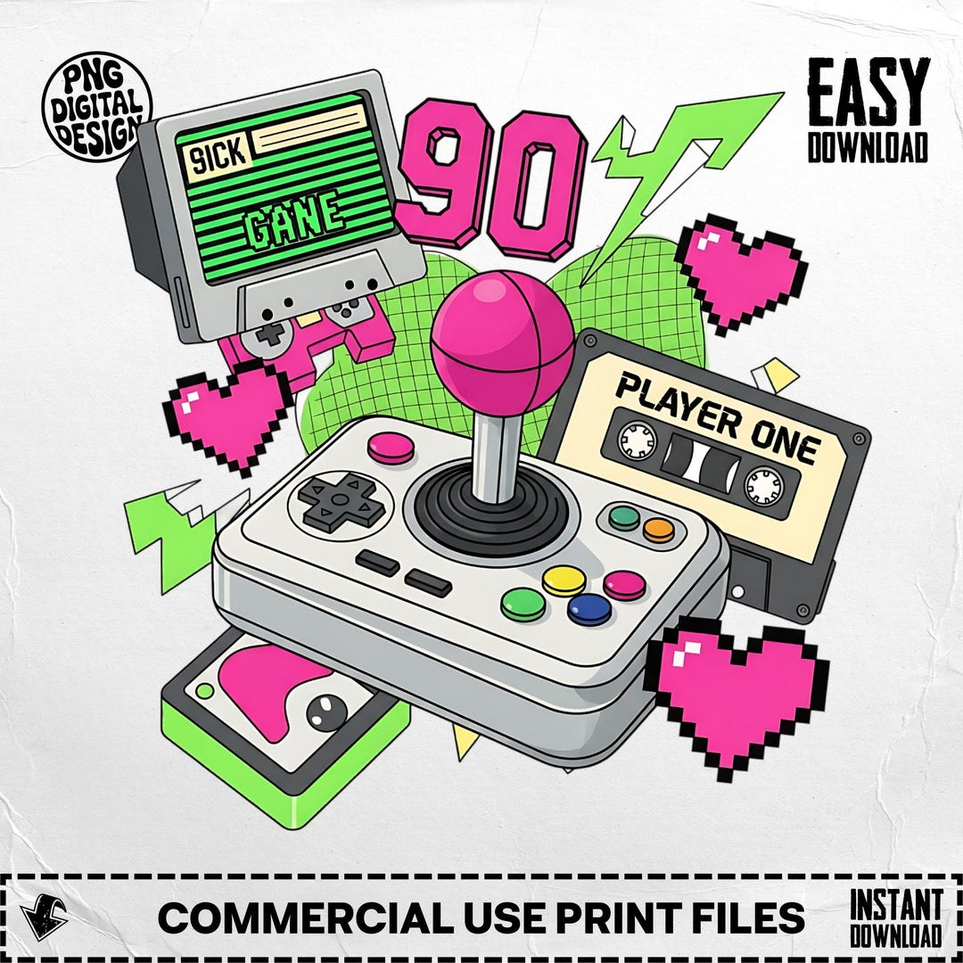 90s Gamer PNG, Sick Game Clipart, Player One Png, Retro Gaming Png ...