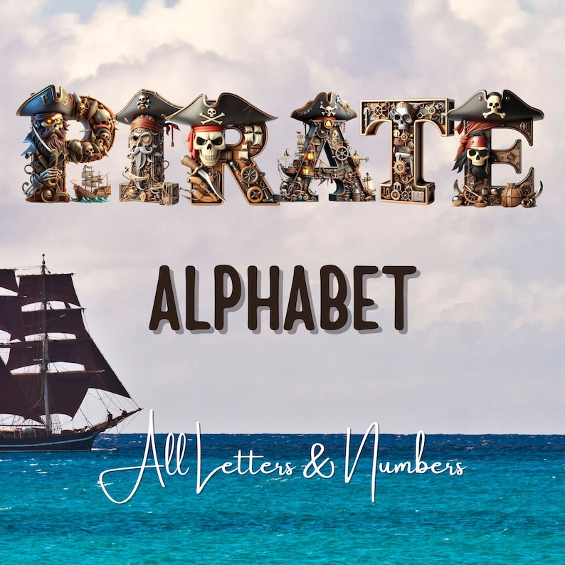 Pirate Alphabet Letters Bundle | Pirate PNG Letters Numbers | Pirate ...