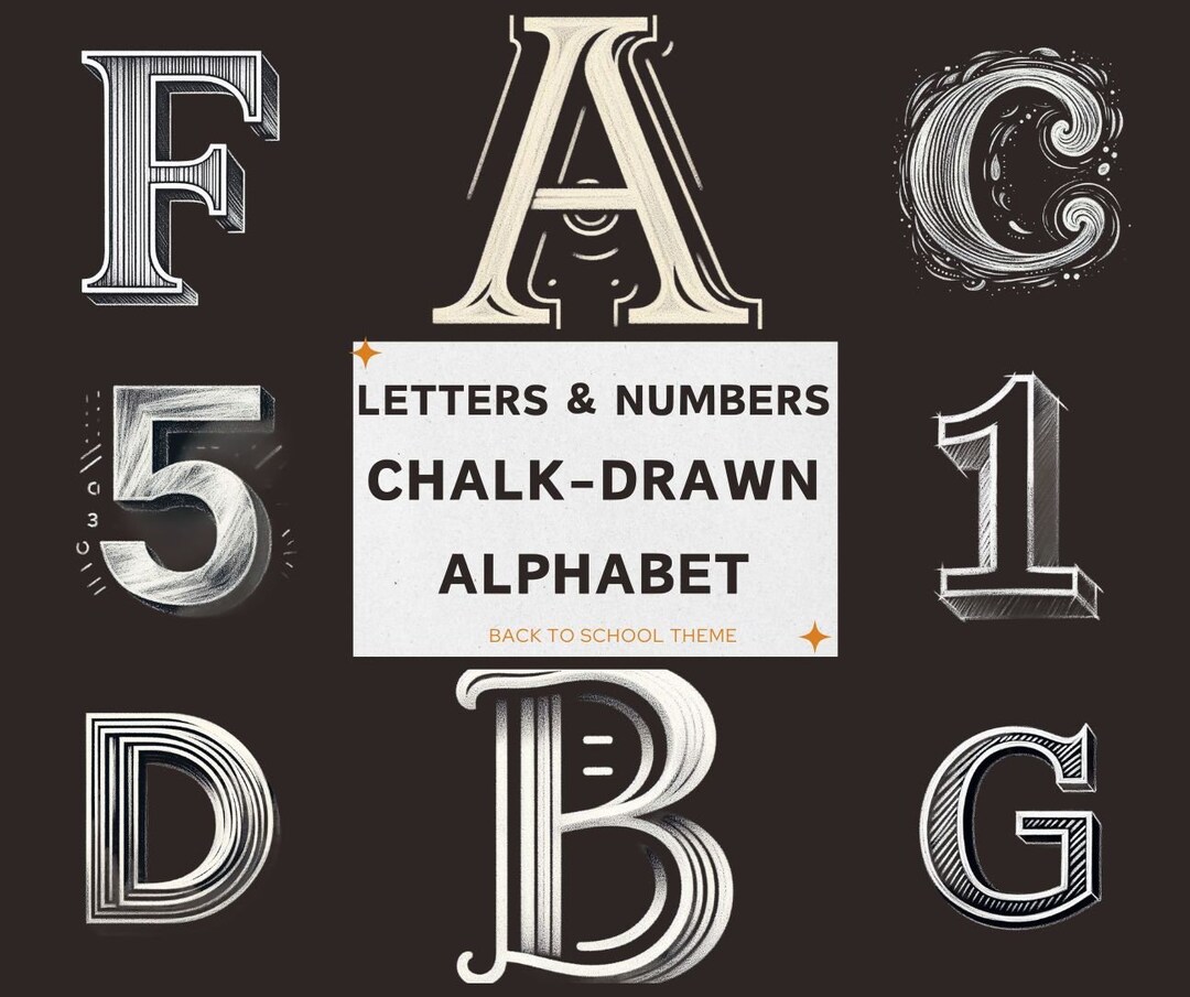 Chalk-drawn Alphabet Bundle, Chalk-drawn Letters & Numbers Transparent ...