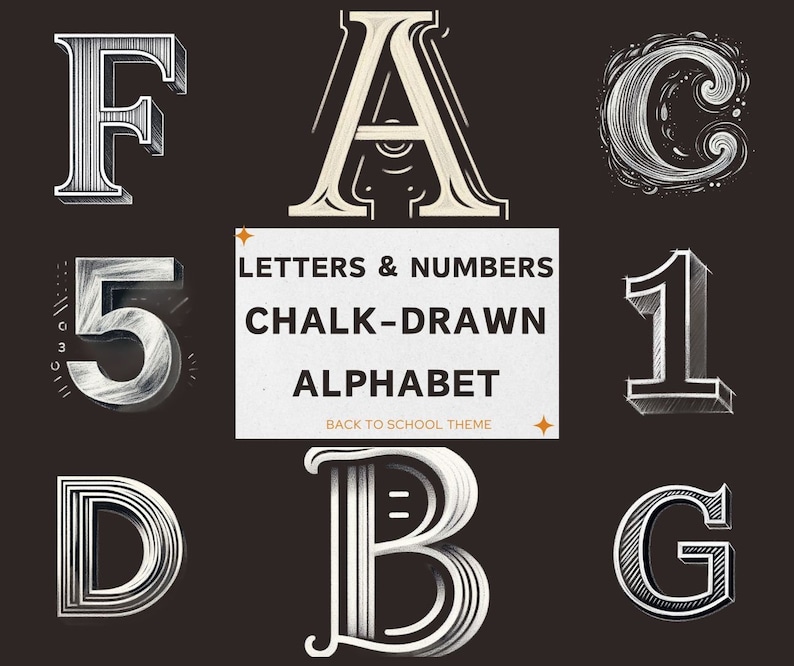 Chalk-drawn Alphabet Bundle, Chalk-drawn Letters & Numbers Transparent ...