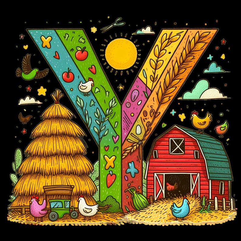 Farm Cottagecore Doodle Alphabet Letters Bundle, Cottagecore PNG ...