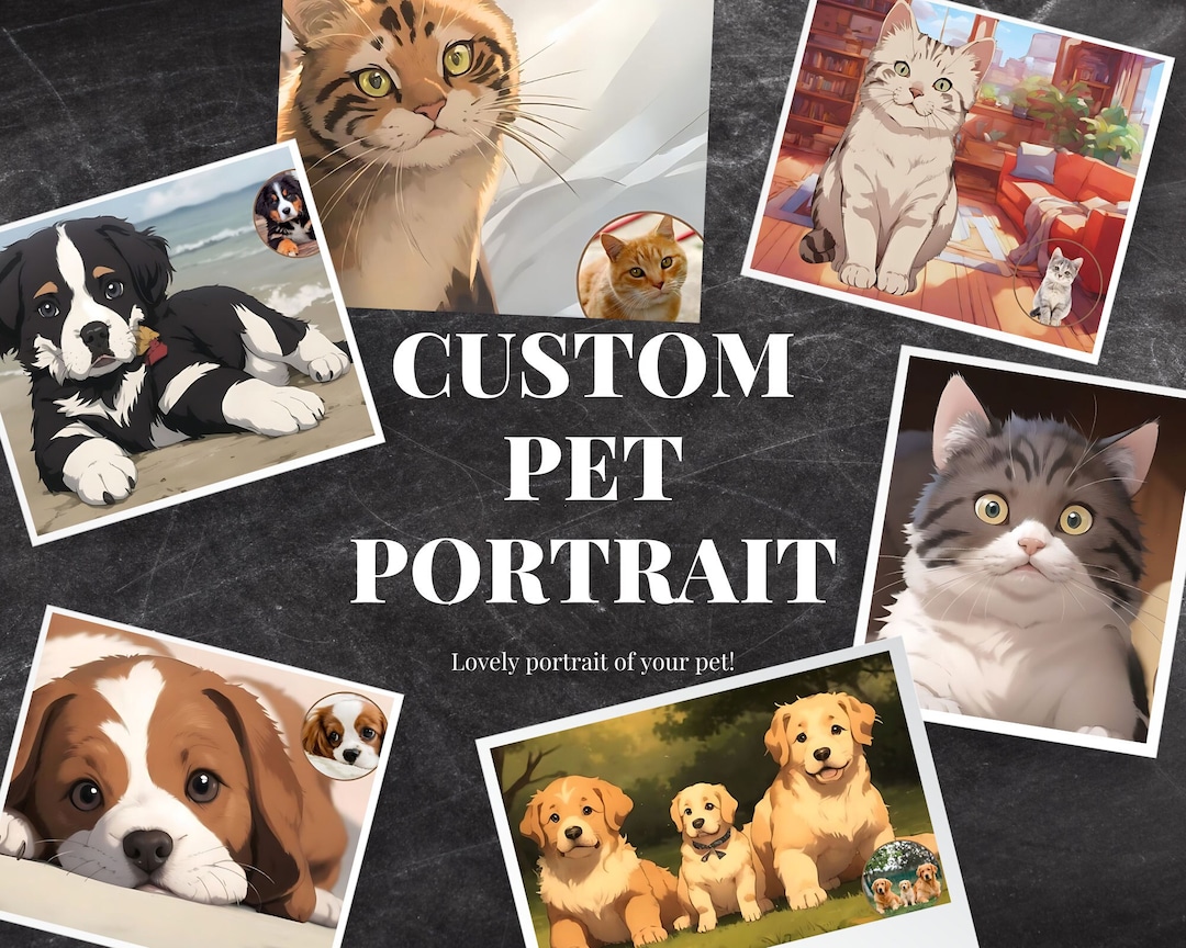 Custom Pet Portraits From Photos, Custom Cat Portrait, Custom Dog ...