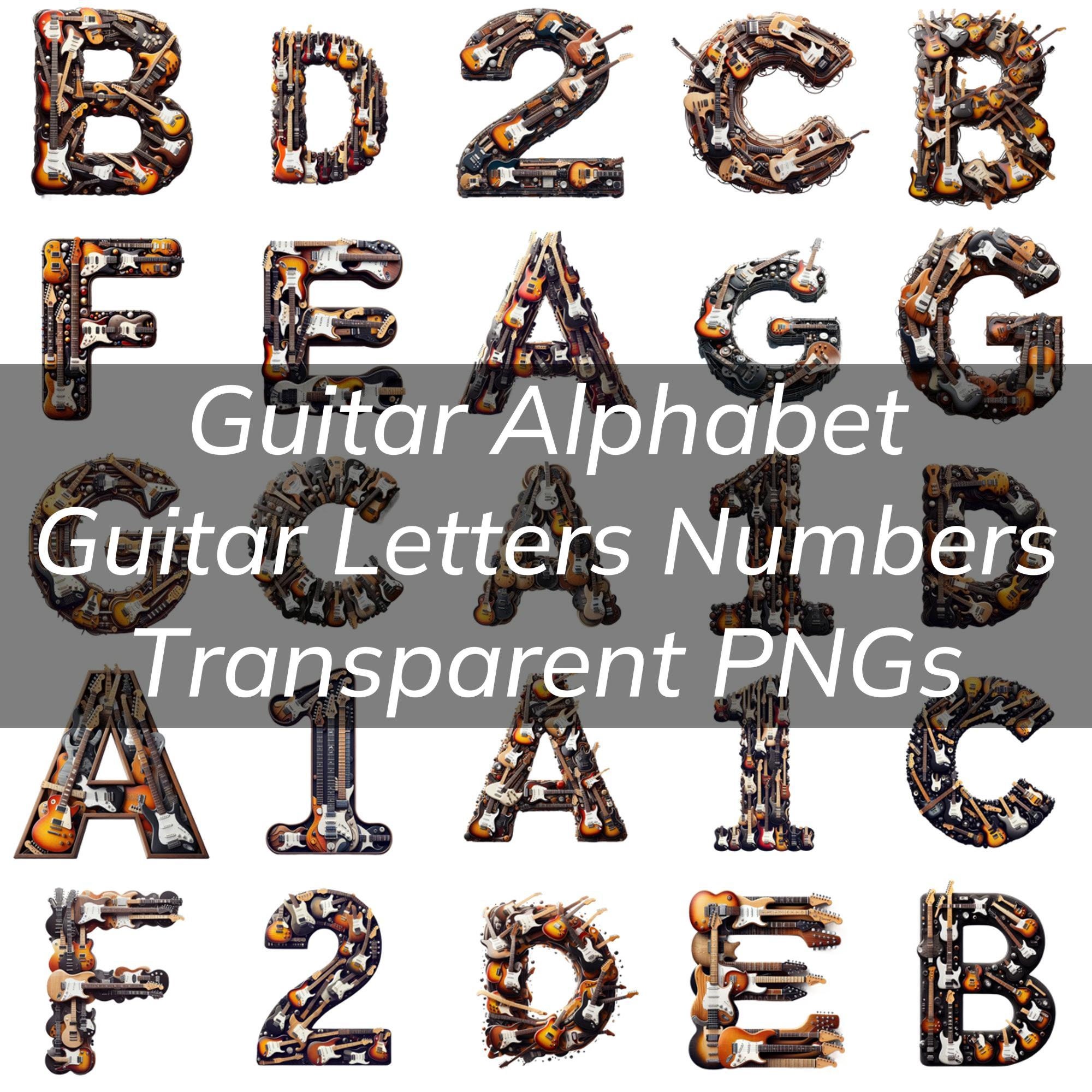 Guitar Alphabet Bundle, Guitar Letters & Numbers Transparent PNG Rock'n ...
