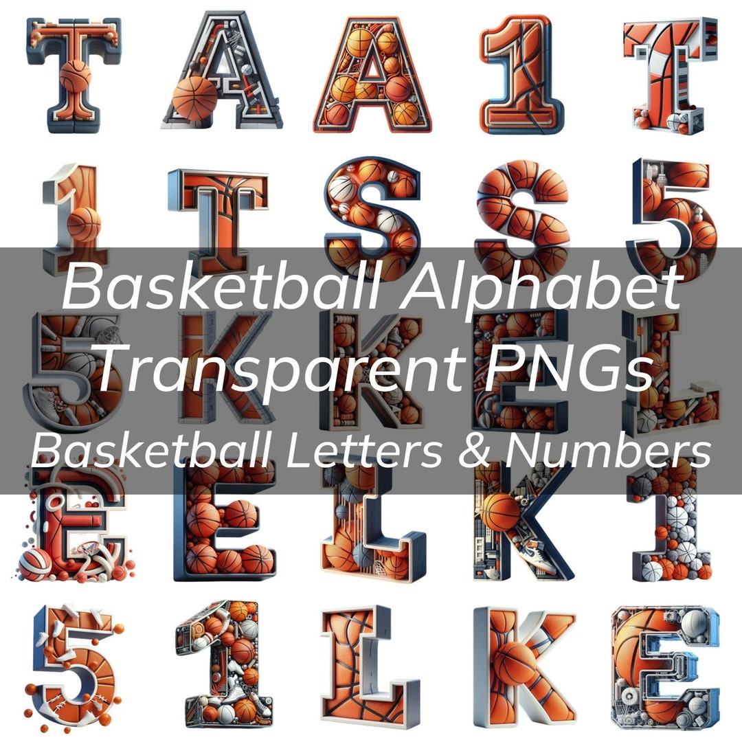 Basketball Alphabet Bundle Basketball Letters & Numbers Transparent PNG ...