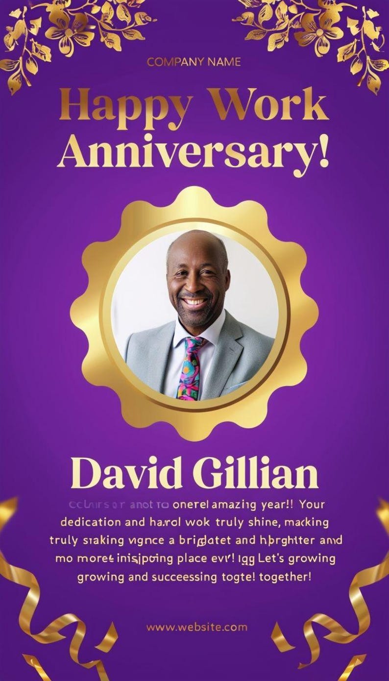 50+ Happy Work Anniversary Custom Canva Templates, Digital Download ...