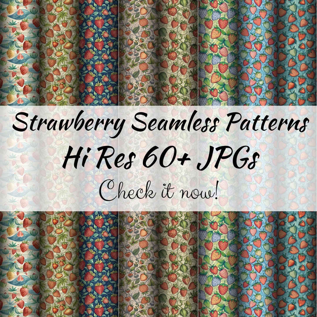 60+ Strawberries Seamless Patterns Summer Vibes With Strawberry Theme ...