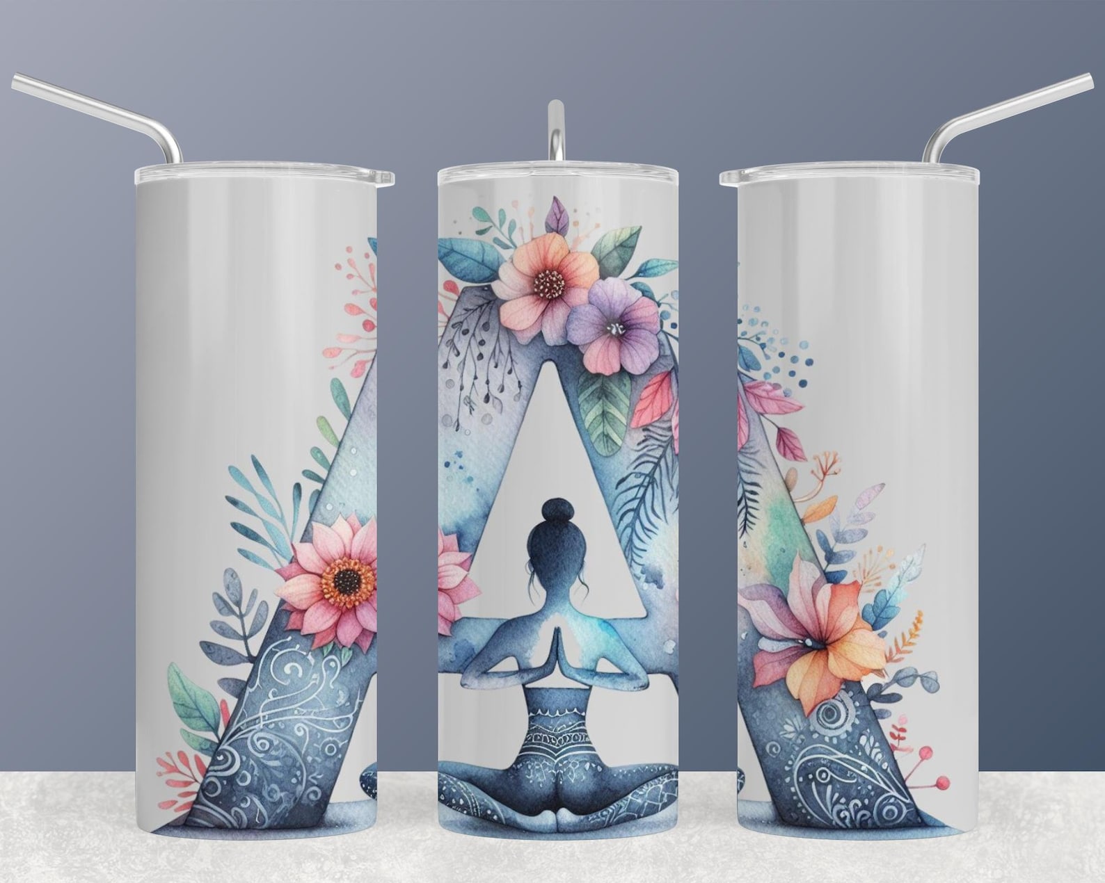 Yoga Alphabet Bundle, Watercolor Yoga Letters and Numbers, Transparent ...