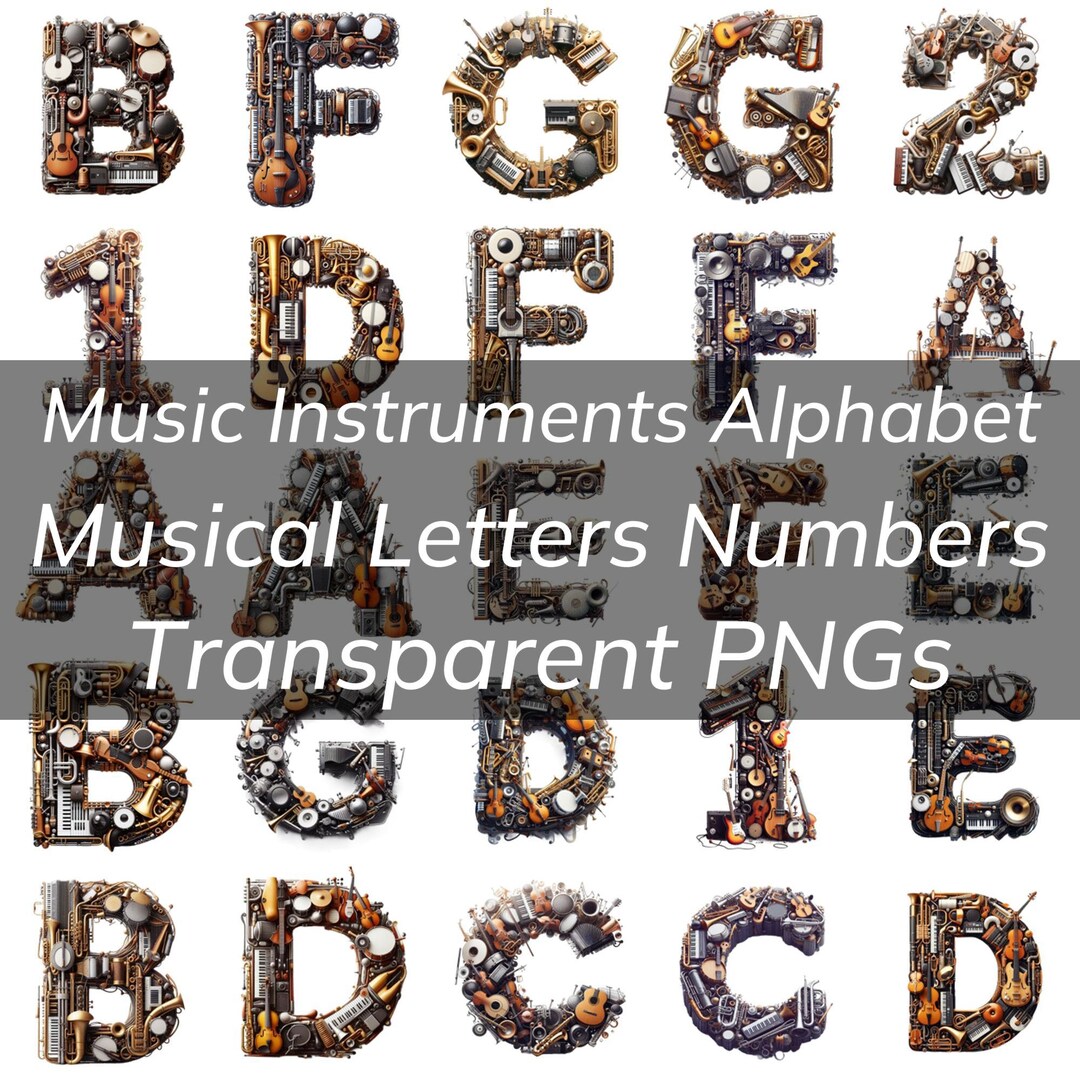 Music Instruments Alphabet Bundle, Music Instruments Letters & Numbers ...