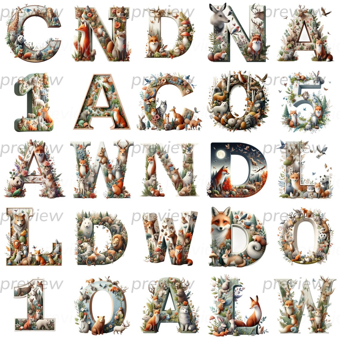 Woodland Animals Alphabet & Numbers Woodland Animals Transparent PNG ...