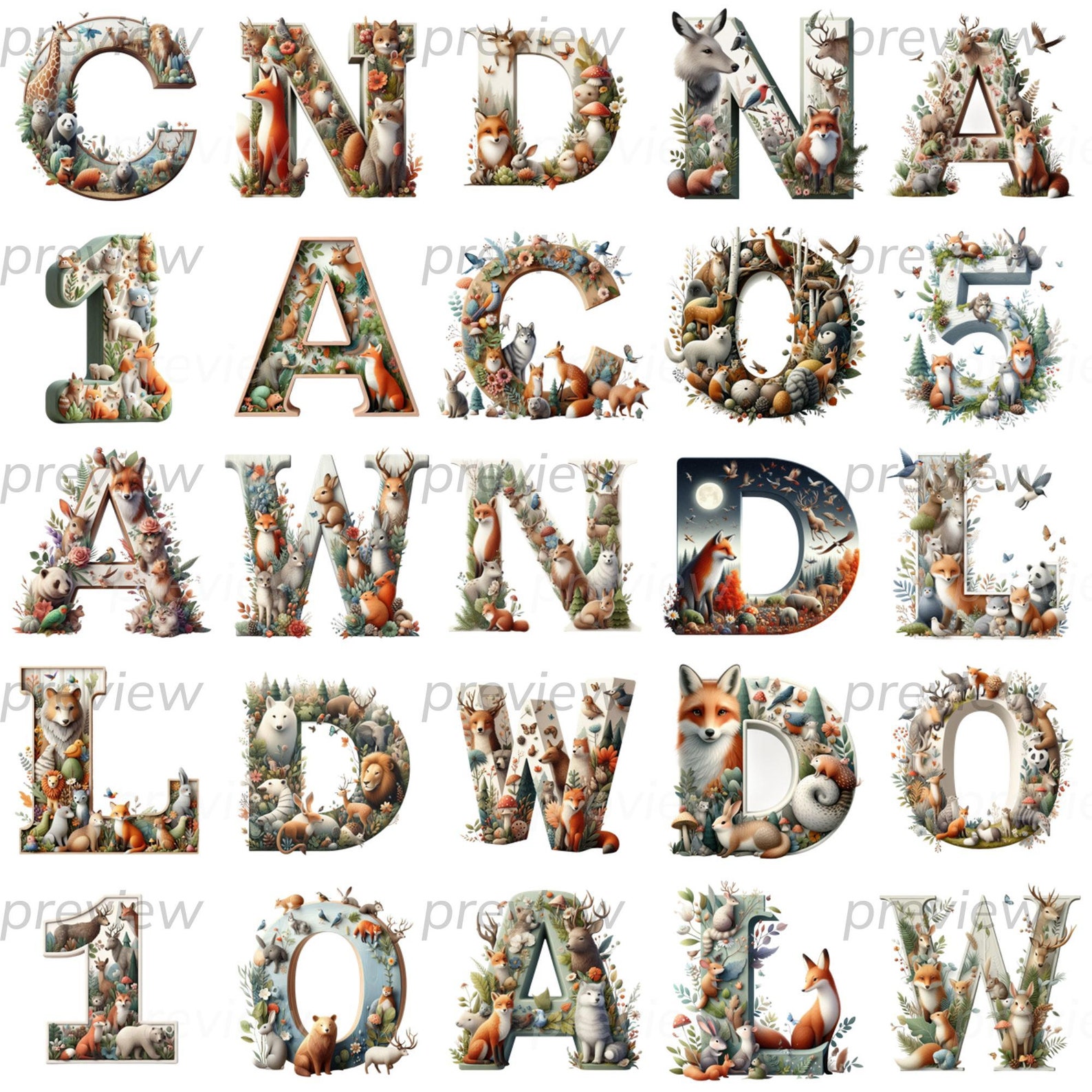 Woodland Animals Alphabet & Numbers Woodland Animals Transparent PNG ...