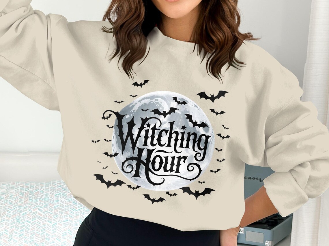 Witching Hour PNG, Halloween Png, Bat Png, Moon Png, Spooky Season ...