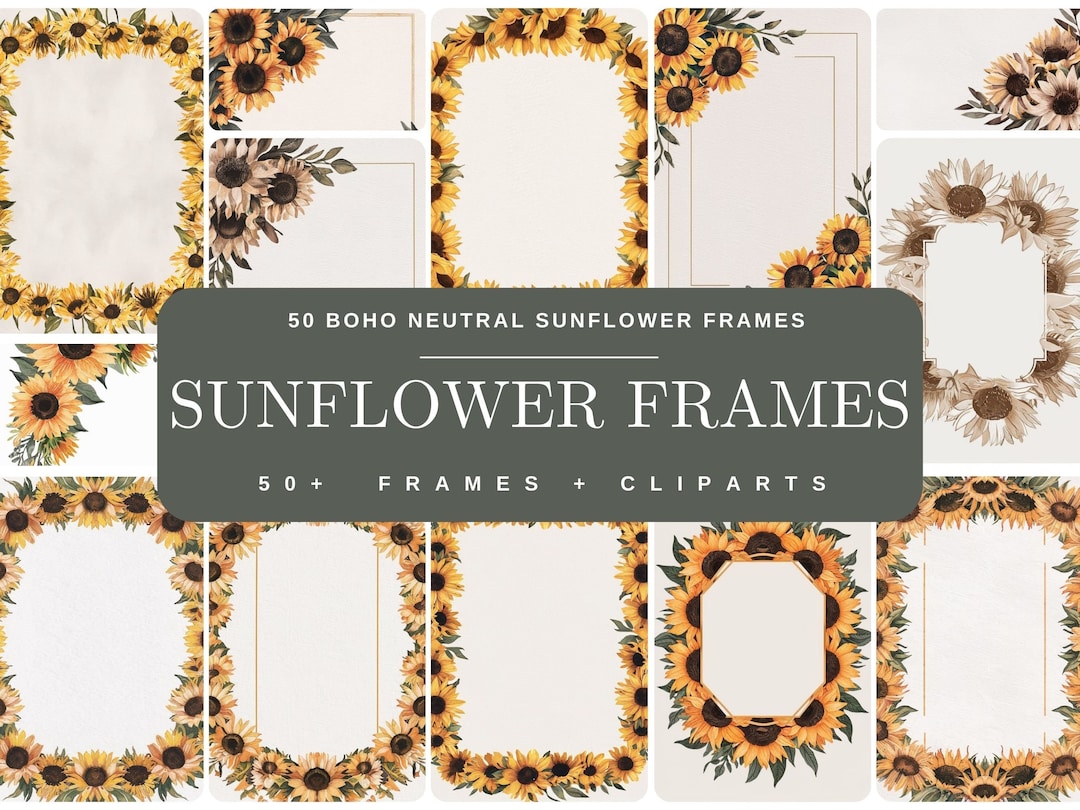 50 Watercolor Sunflower Frames | 50 Transparent Png,files, Sunflower ...
