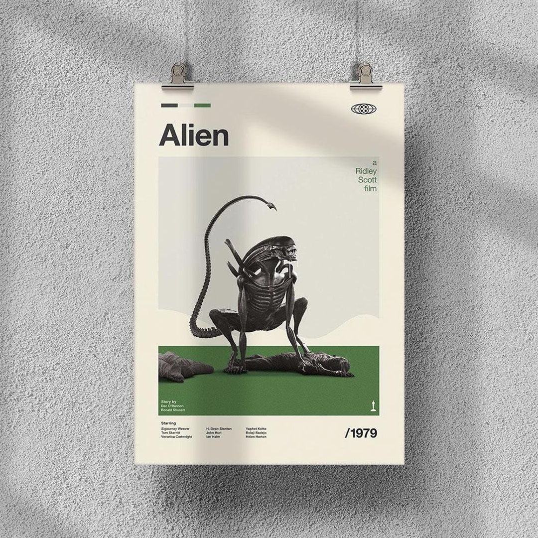 Alien Mid Century Modern Movie Poster, Retro Film Art Prints, Movie ...