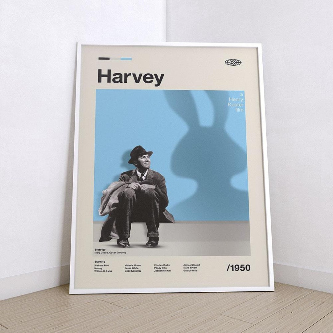 Harvey Mid Century Modern Movie Poster, Retro Film Art Prints, Movie ...