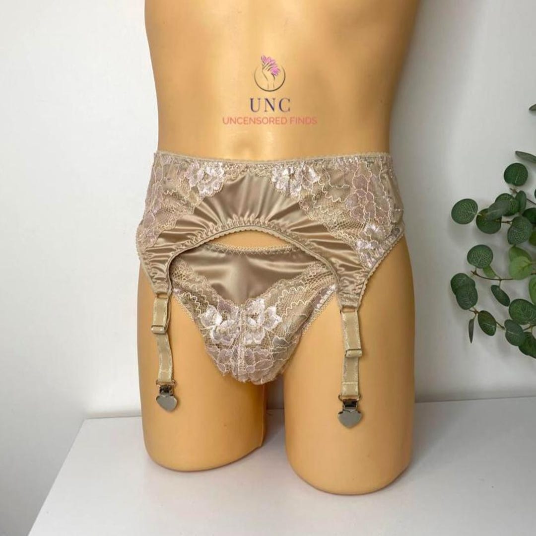 Mens Garter Belt and Sissy Panty Set -luxury Satin Sissy Thong and ...