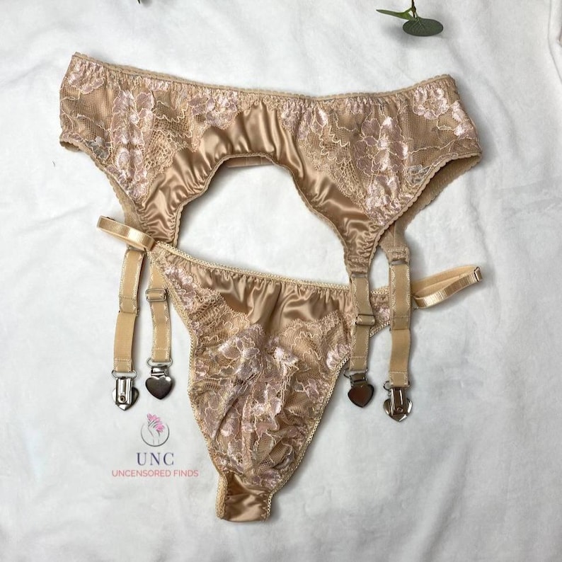 Mens Garter Belt and Sissy Panty Set -luxury Satin Sissy Thong and ...