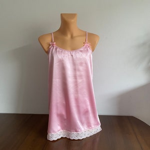 Sissy Pink Satin Doll Nightgown, Negligee Dress Top With Straps, Mmen's ...
