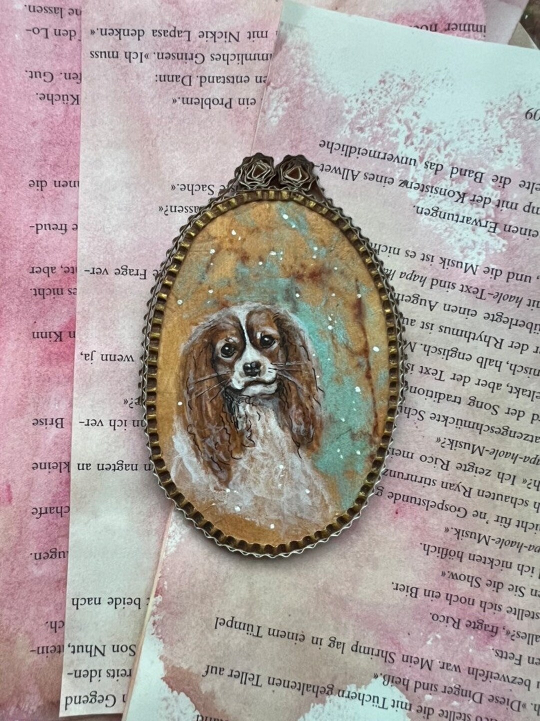 Medallion Picture Miniature Painting Dog Made of Recycled Cardboard and ...
