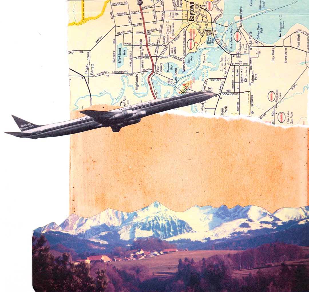 Illustration, Collage Print, Vintage Plane - Etsy