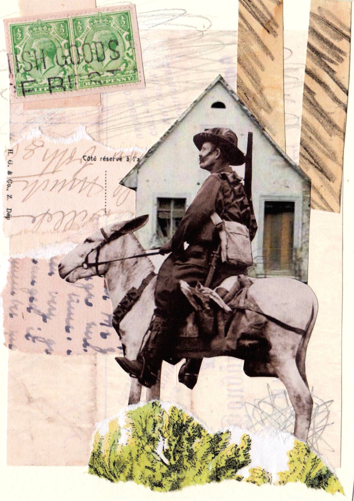 Illustration, Collage Print, At War Postkartensammlung von 6 - Etsy.de