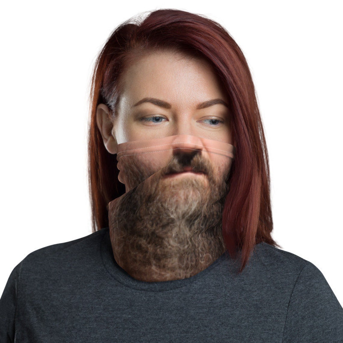 Real Beard Neck Gaiter for Men or Women Beard Washable Face Mask ...