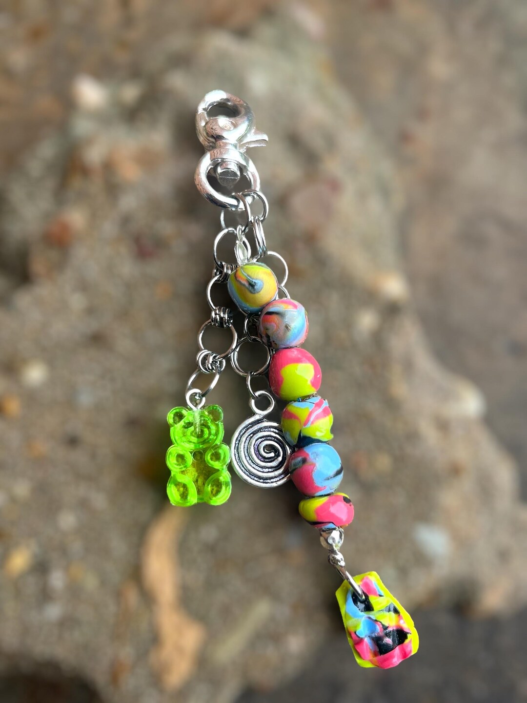 Y2K Gummy Bear Candy Style Clay Beaded Keychain| Bag Charm. - Etsy