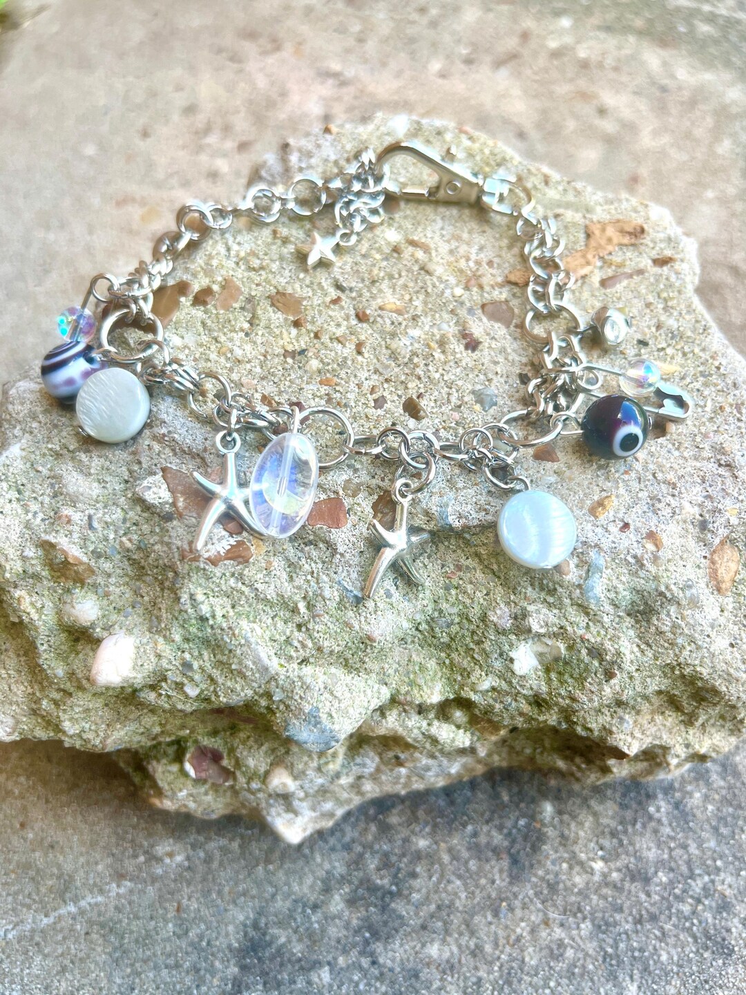 Edgy Chainmail Night Sky Inspired Charm Bracelet - Etsy