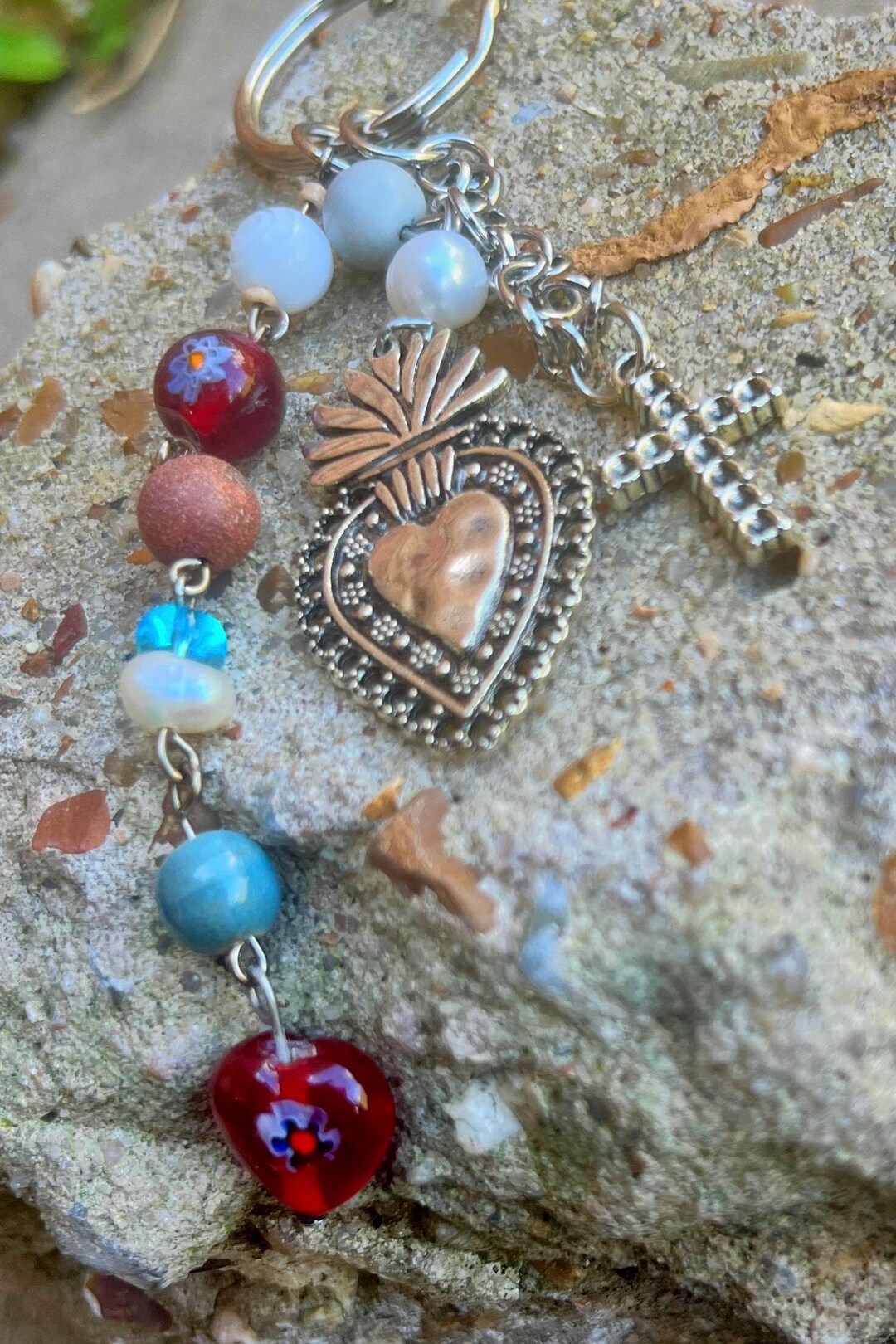 Sacred Heart Dangle Bag Charm| Key Chain - Etsy