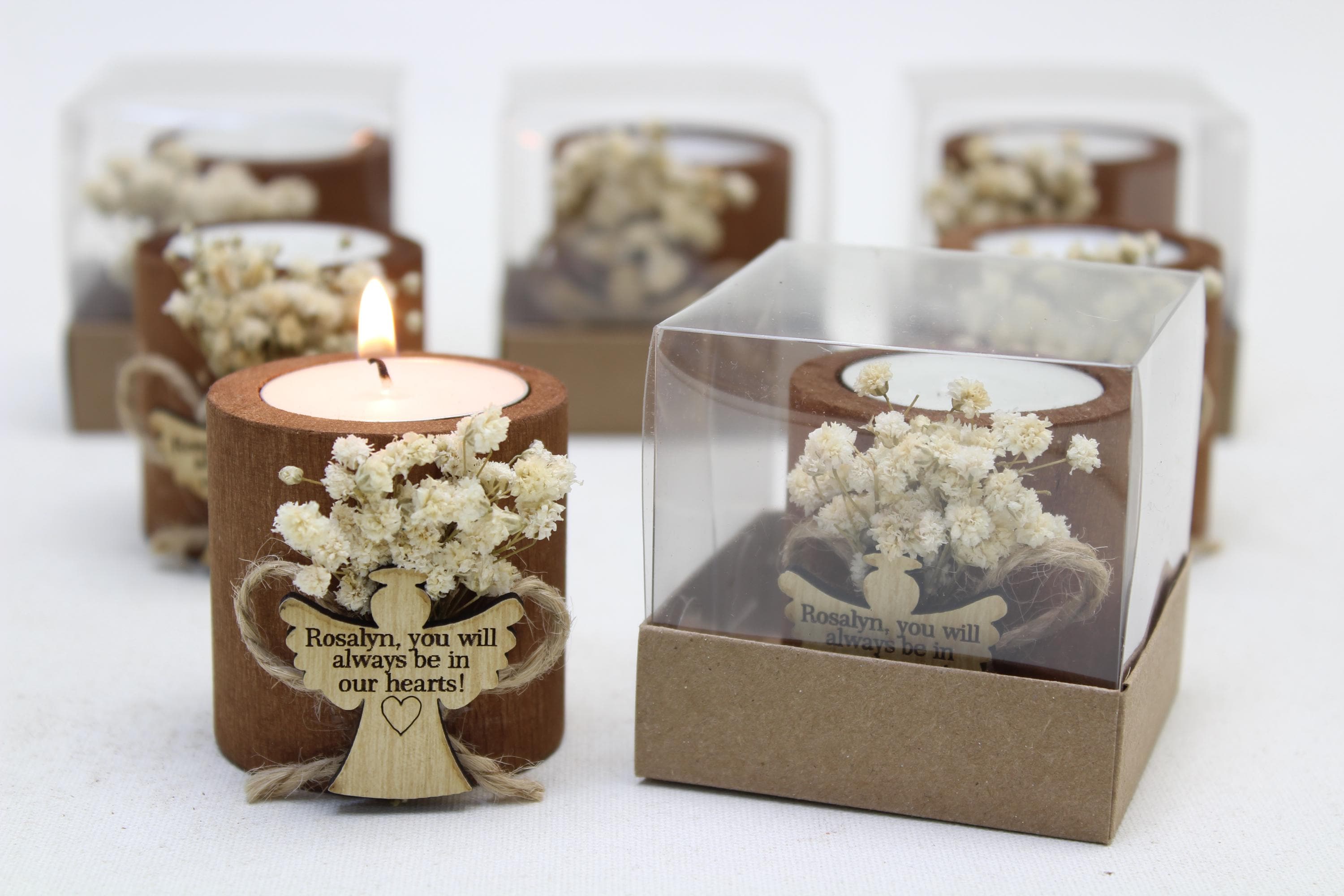Bulk Personalized Funeral Favors Candles With Tag Memorial Favors ...