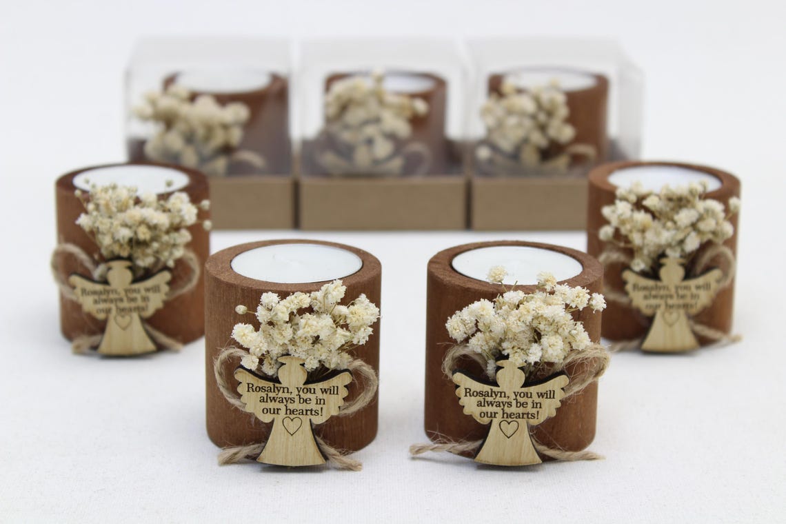 Bulk Personalized Funeral Favors Candles With Tag Memorial Favors ...