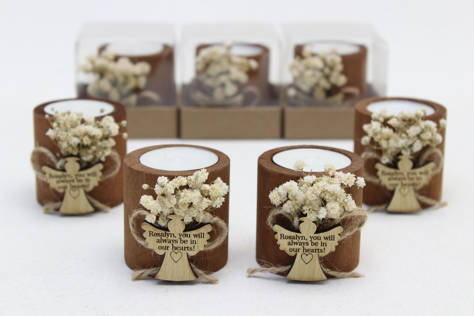 Bulk Personalized Funeral Favors Candles With Tag Memorial Favors ...