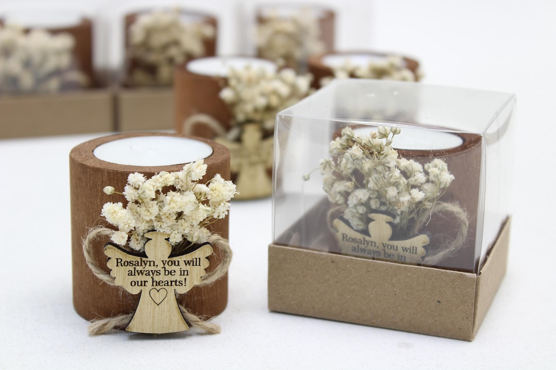 Bulk Funeral Favors for Guests, Personalized Funeral Favors Candles ...
