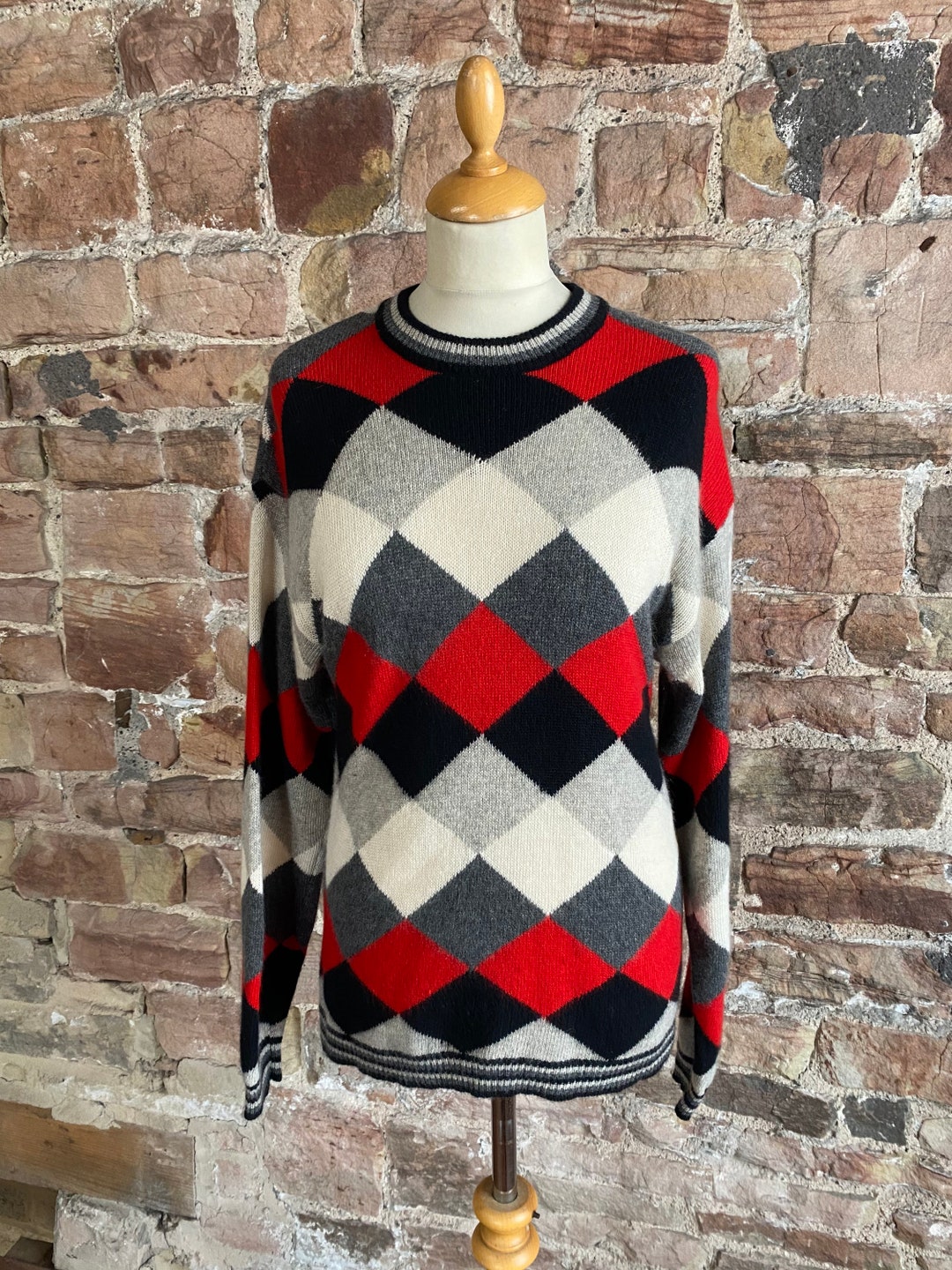 Randall Roy for William Kasper 100% Pure Cashmere Argyle Sweater FREE ...