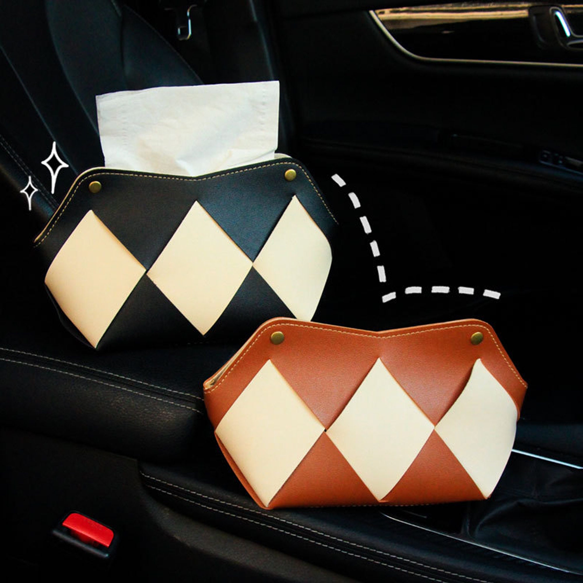 Women Car Tissue Box, Car Organizer, Car Tissue Holder, Armrest Tissue ...