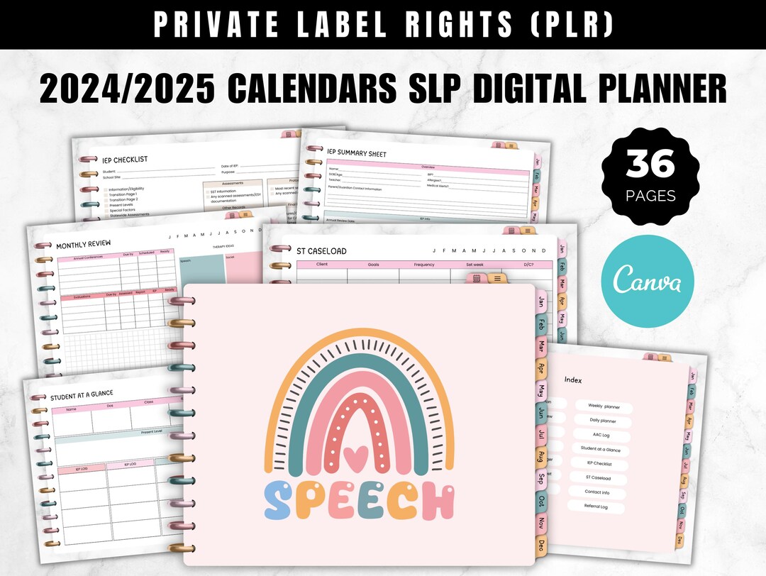 PLR 2024 - 2025 SLP Planner, Speech Language Pathologist Planner, Canva ...
