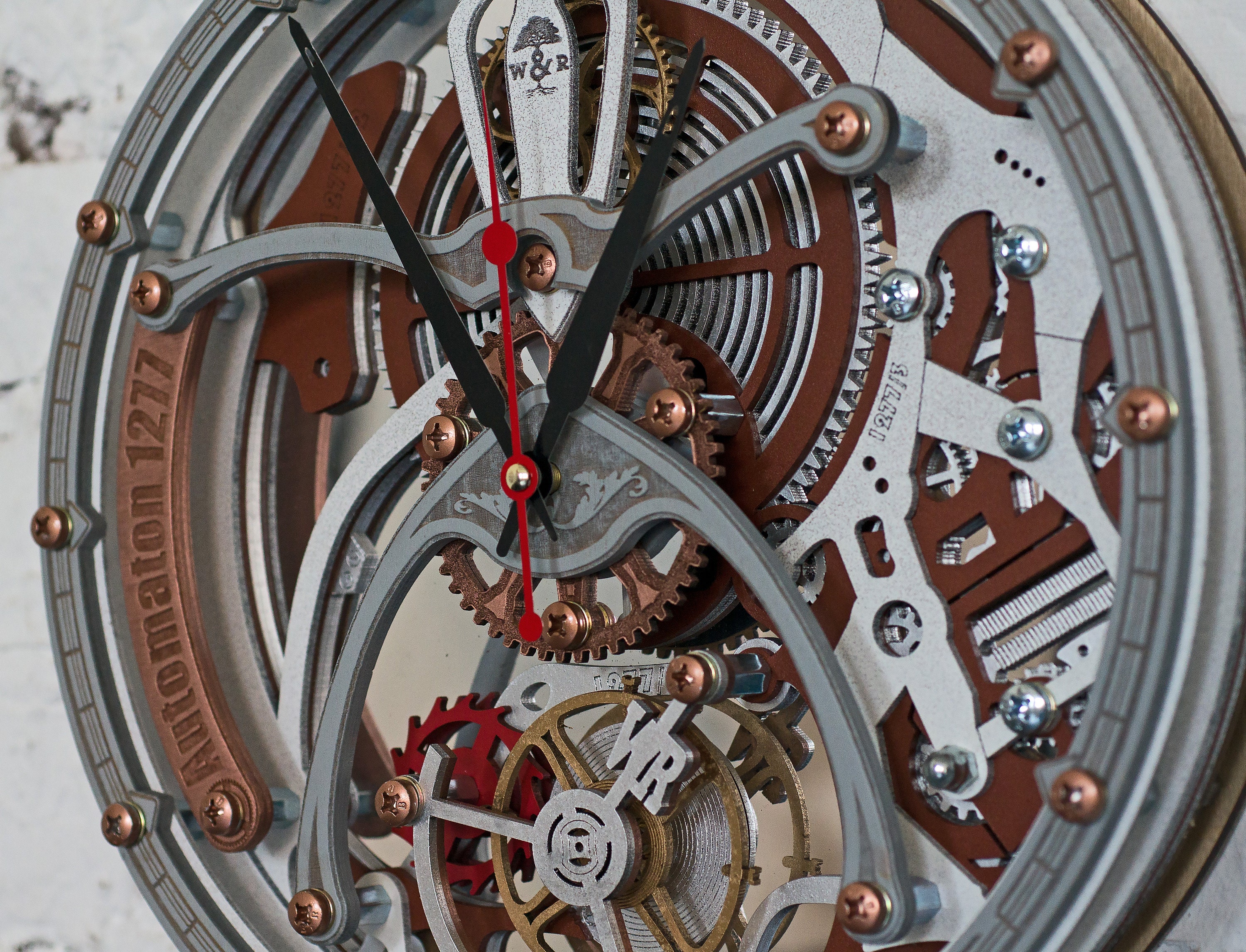 Automaton Tourbillon 1277 White Gray Wall Clock Handcrafted | Etsy