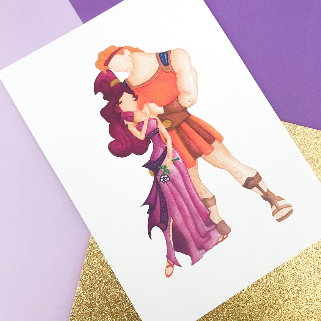 Hercules Inspired 'meg & Herc' Watercolour Print // Digital Art, Home ...