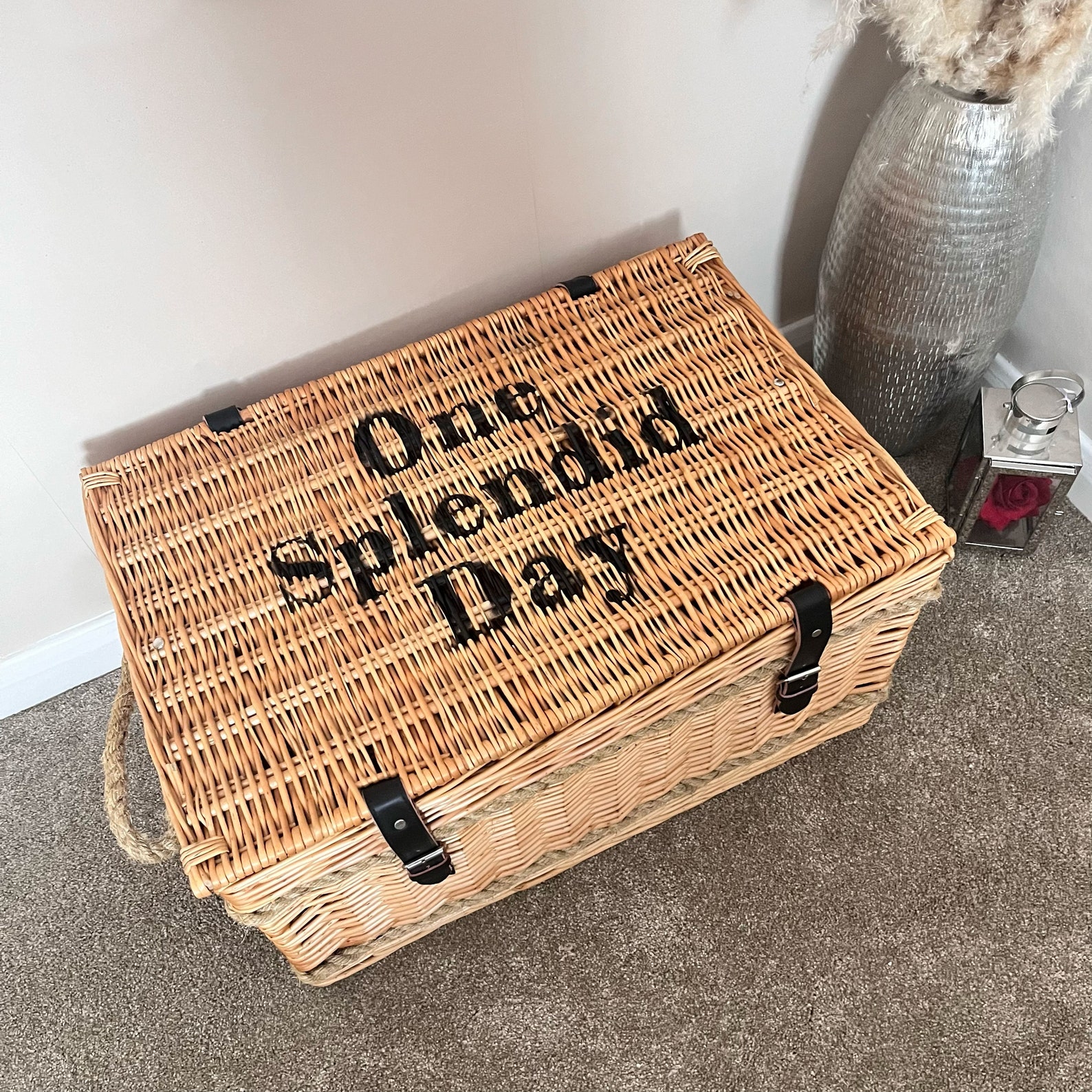 Extra Large Storage Basket With Lid Natural Wood Wicker Chest Trunk for ...