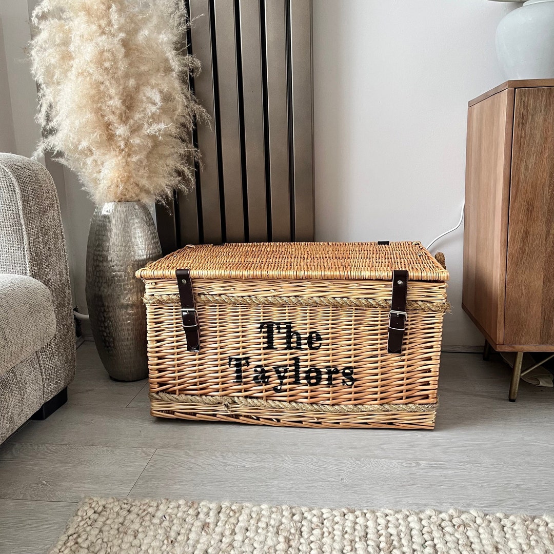 Extra Large Wicker Hamper Basket With Lid Natural Wooden Coffee Table ...