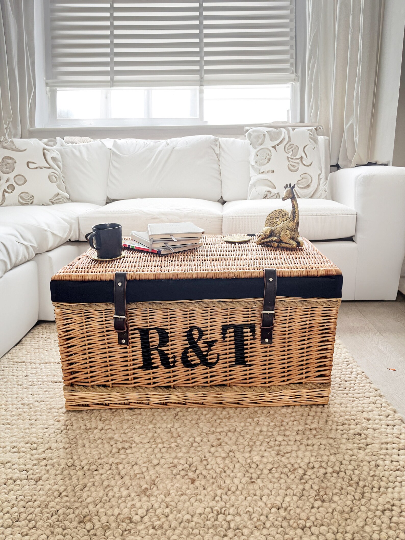 Extra Large Storage Basket With Lid Natural Wood Wicker Chest Trunk for ...