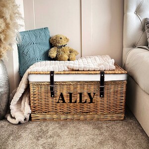 Extra Large Storage Basket With Lid Natural Wood Wicker Chest Trunk for ...