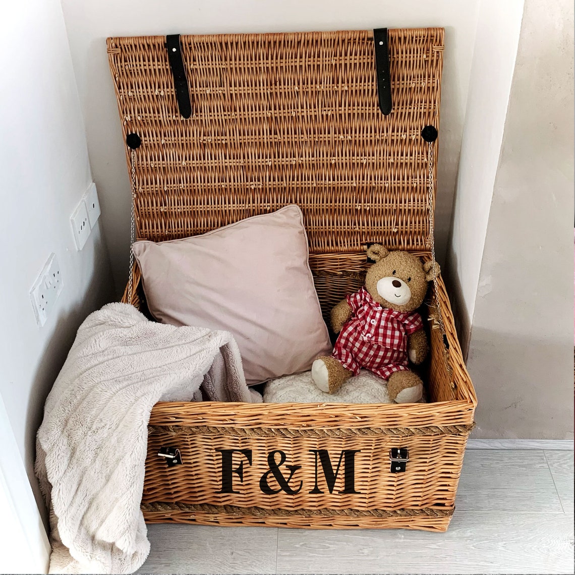 Extra Large Storage Basket With Lid - Wicker Basket Rustic Farmhouse ...