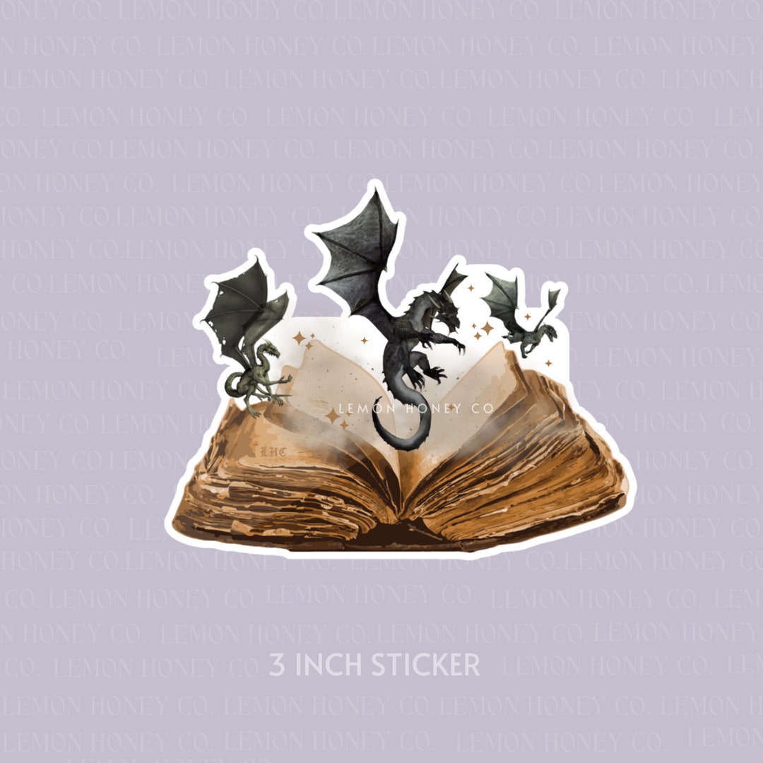 Book Dragon Sticker | Bookish Sticker Decal | Matte Cute Reading Book ...