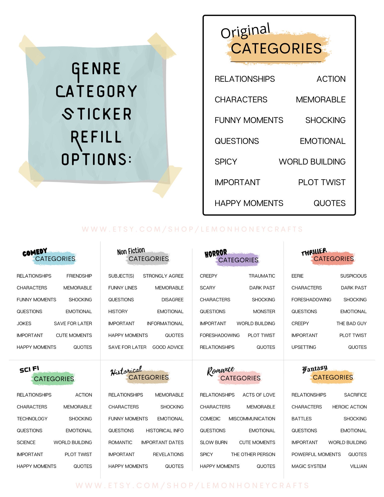 REFILLS for Book Annotation Kits Bookish Annotating Kits - Etsy