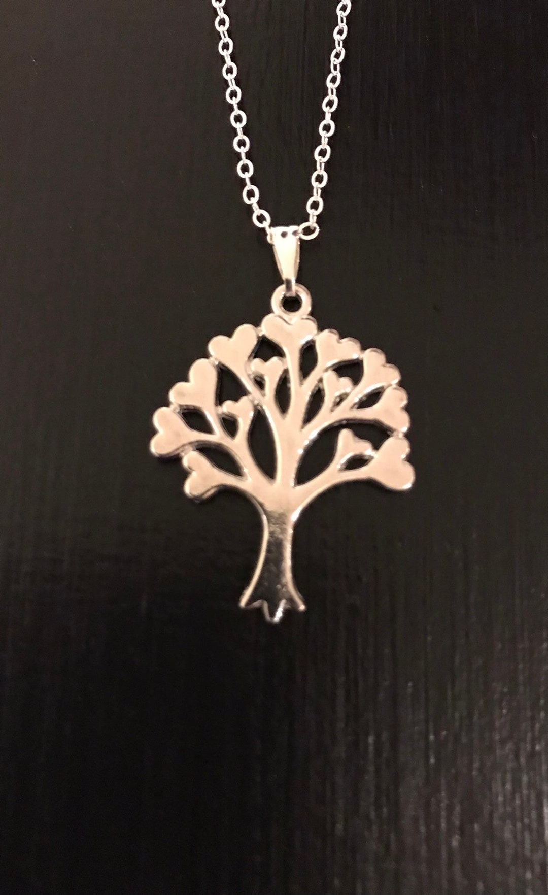 Silver Heart Tree of Life Pendant Necklace, Heart Pendant, Tree of Life ...