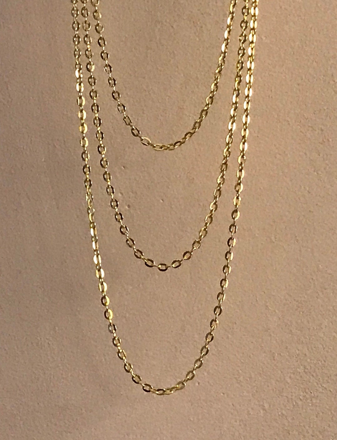 Triple Chain Necklace, Silver Necklace, Gold Necklace, Gold Triple ...