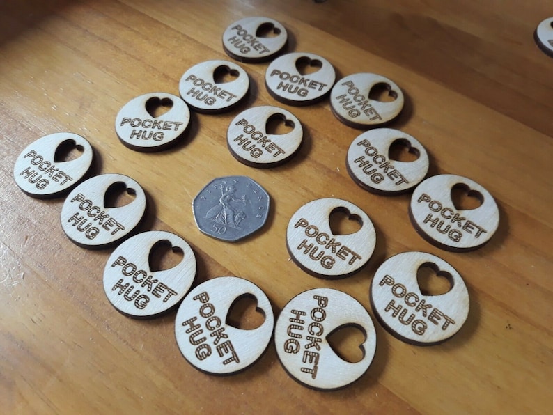 15 X Little Hug Token, Pocket Hug Wood Engraved Love Thank You Gift - Etsy
